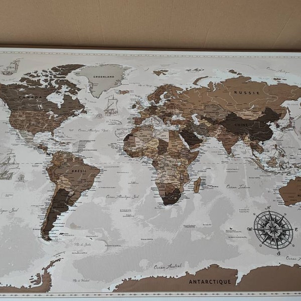 Personalized Travel World Map Vintage Notice Board Home Decor Handmade ...