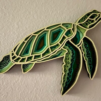 3D Sea Turtle SVG DXF 6 Layer Ocean Svg 3D Mandala Svg Layered Mandala ...