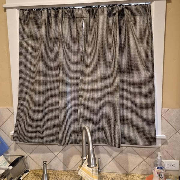 Brown Houndstooth Wool Curtain, Brown Beige Wool Curtain, Yarn Dyed ...