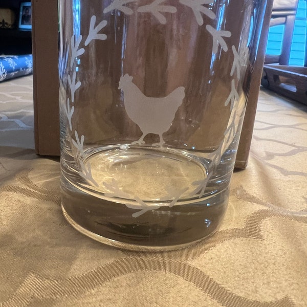 Chicken Glass, Etched Chicken Glass, Personalized Chicken Glass, Gift ...