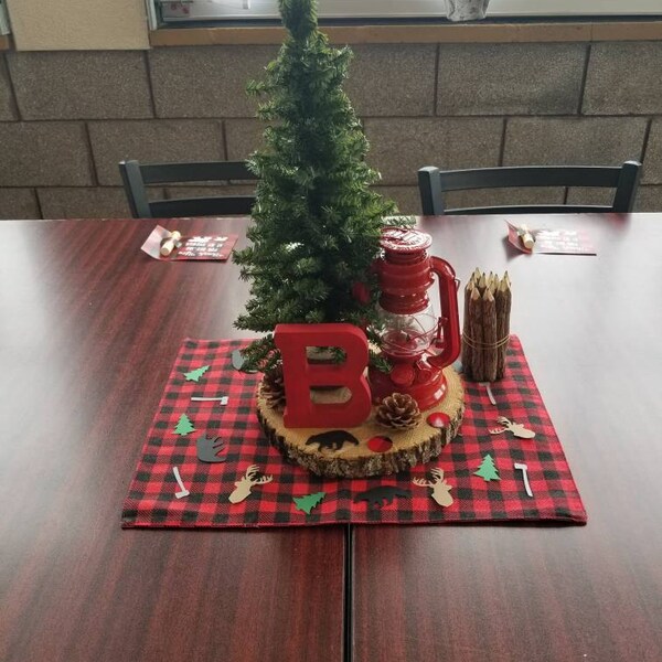 Lumberjack Confetti - Deer Bears Trees Ax - Red and Black Buffalo Plaid ...