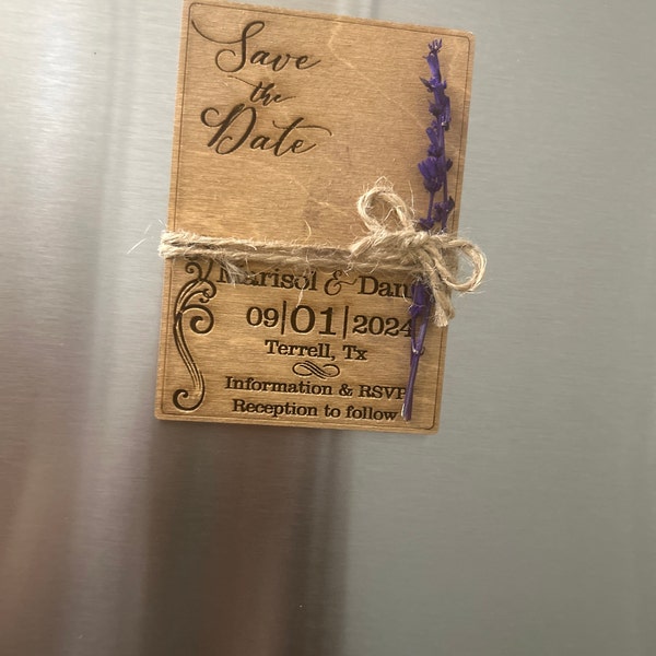 Wooden Save the Dates Magnets Lavender party Favors for Guests-100% ...