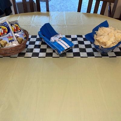 Checkered Flag Table Runner Race Car Birthday, Race Car Baby Shower ...