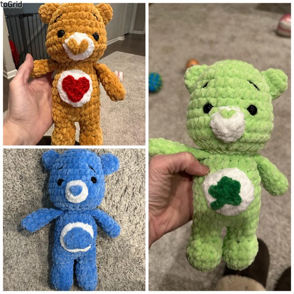 Low-sew 8in1 PDF CROCHET PATTERN Christmas Care Bears, Easy Amigurumi ...