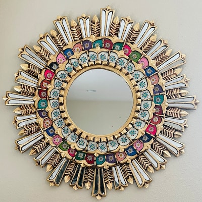 Peruvian Mirrors royalty 78 Cm Multicolor Gold Interior Decoration Wall ...