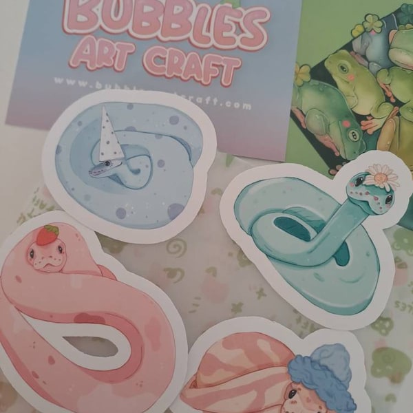 Snake Stickers | Snake Buddies | Snake With Hats | Sticker Pack ...