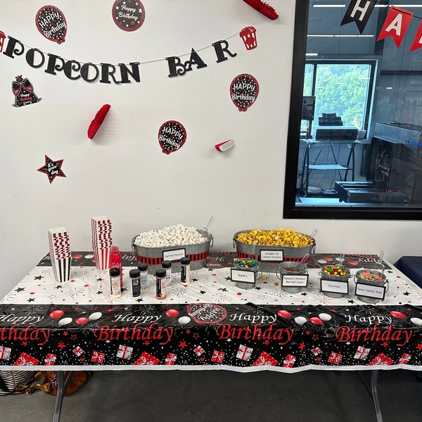 Popcorn Bar Banner, Popcorn Bar Sign, Popcorn Station Banner, Popcorn ...