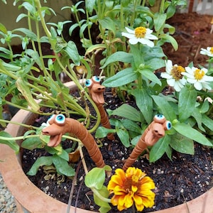 3 Ceramic Worms for Your Garden or Planters,8'' Garden Decoration ...