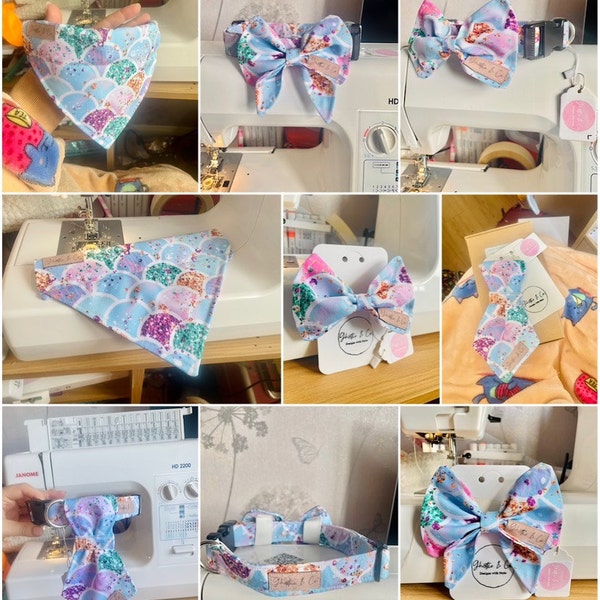 Dog Bow, Sailor Bow, Necktie and Dog Bandana Pattern | Into Collar Dog ...
