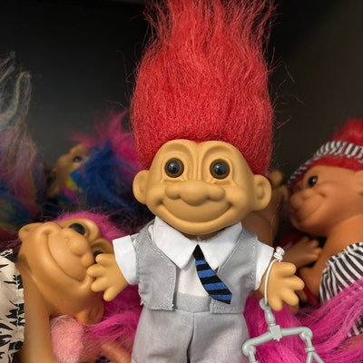 Vintage Ace Novelty Treasure Troll Doll, Red Hair, Red Star Jewel, Pink ...