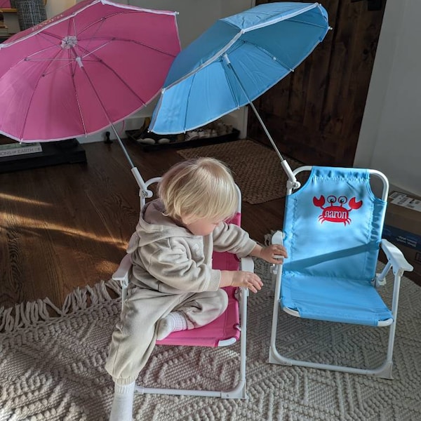 KIDS BEACH Chair/camp Chair/personalized Folding Chair/childs Beach ...