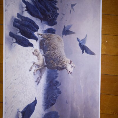 August Friedrich Schenck, Anguish, 1880, Sheep, Lamb, Death, Crows ...