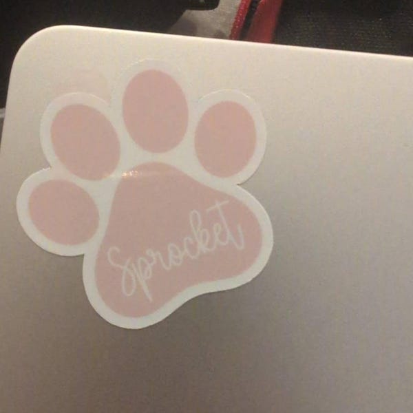 Personalized Paw Print Vinyl Decal, Custom Dog Cat Name Sticker ...