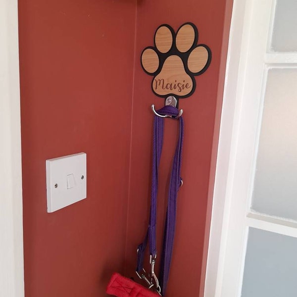 Personalised Dog Lead Hook | Dog Lead Holder | Dog Paw Print Lead ...