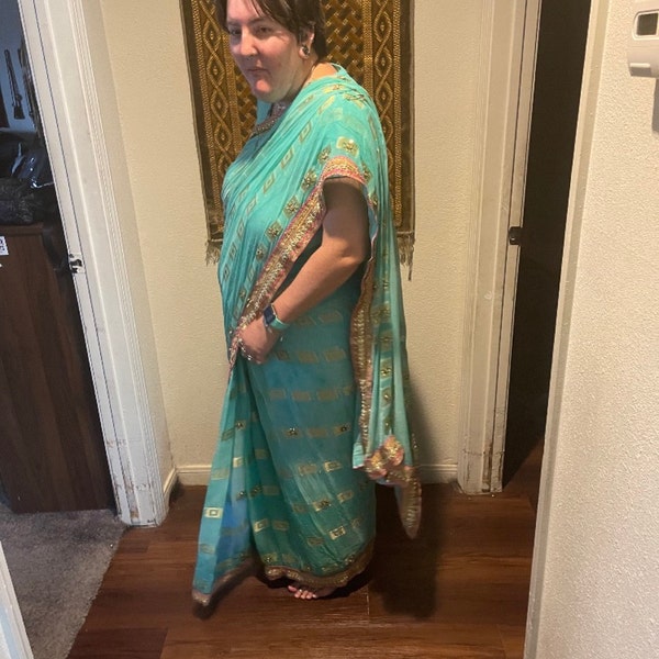 Vintage Sari Old Saree Multicolor Traditional Sari Georgette Sari ...