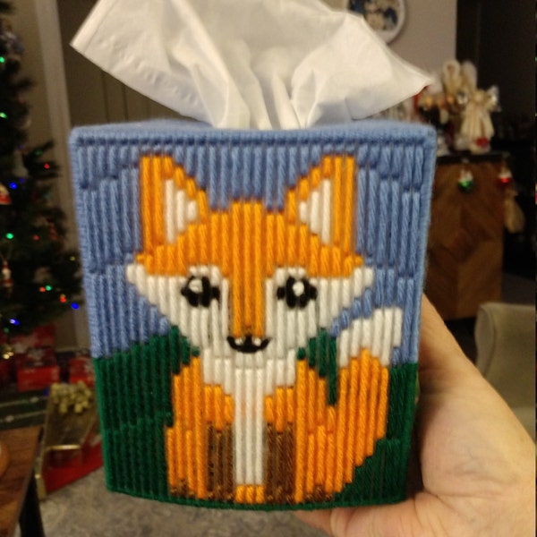 Fox Long Stitch Tissue Box Cover - Etsy