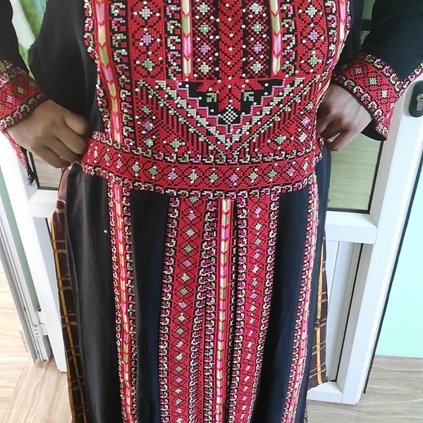 Red Embroidered Shawl Scarf Wrap Palestine Jordan Heritage Traditional ...