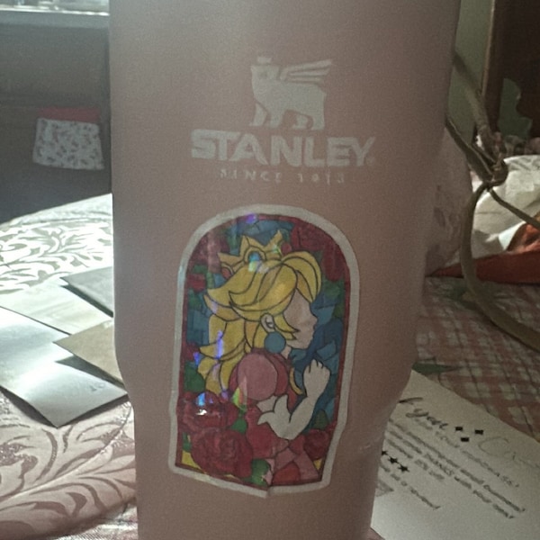 Princess Peach Stained Glass Window Holographic Sticker - Etsy