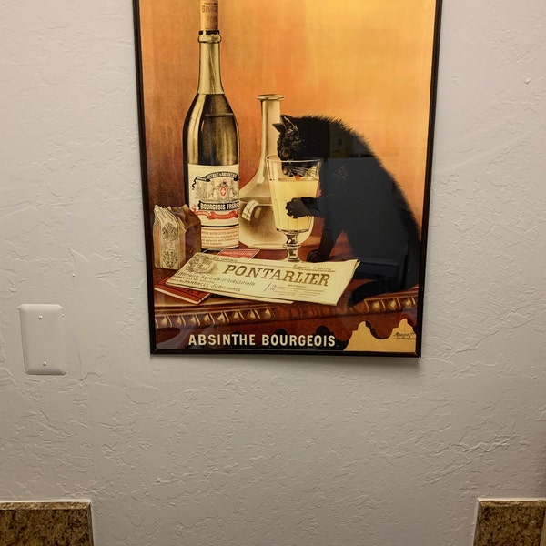 Absinthe Bourgeois Poster, Vintage 1902 French Cat Alcohol ...