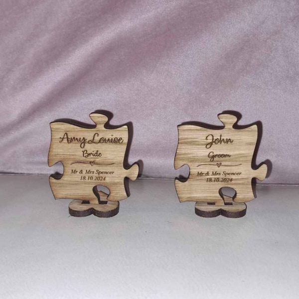 Personalised Jigsaw Wedding Placenames Place Settings, Wooden Puzzle ...