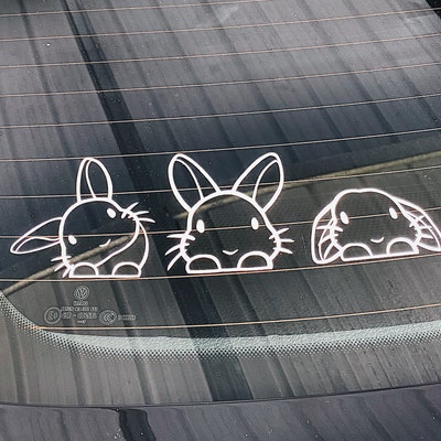 Peering Cute Lop Bunny Decal Mini Rabbit Laptop Sticker / Mini Bunny ...