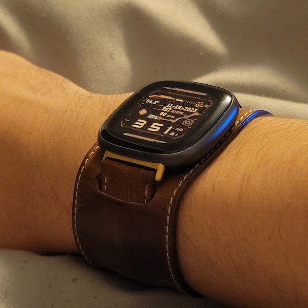 Cuff Leather Band for Fitbit Versa 4 - Sense 2 - Versa 3 - Sense - 2 ...