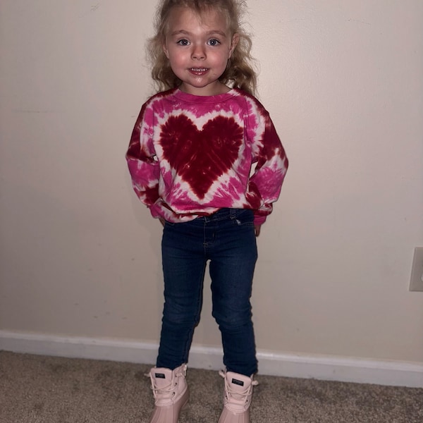Kids, Toddler and Infant Red and Pink Heart Tie Dye, Valentines Day ...