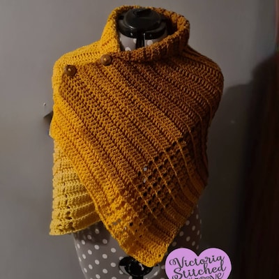 Beginner Button Shawl Button Wrap Crochet Pattern, Easy Crochet Button ...