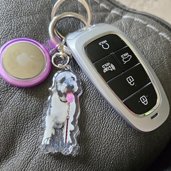 Custom Pet Photo Keychain, Acrylic Keychian, Dog Portrait Keychain ...