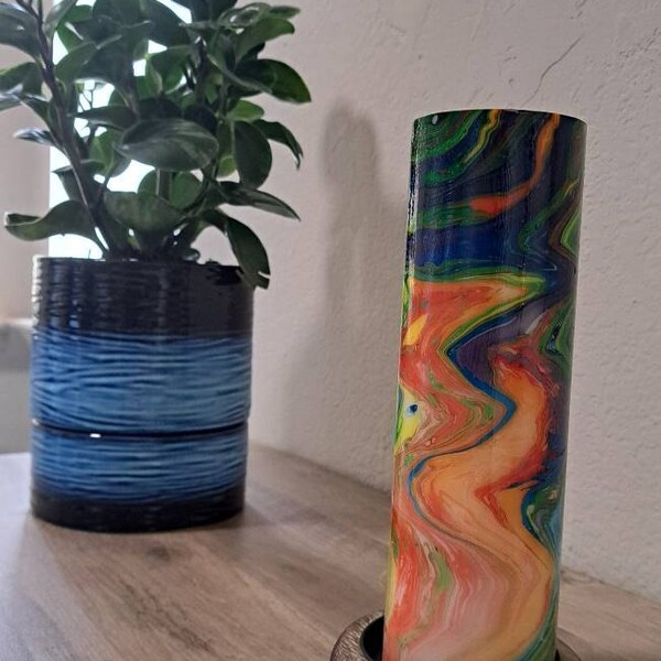 Marbled Pillar Candle Rainbow Swirl Hand-dip Dyed Colorful Tie-dye ...