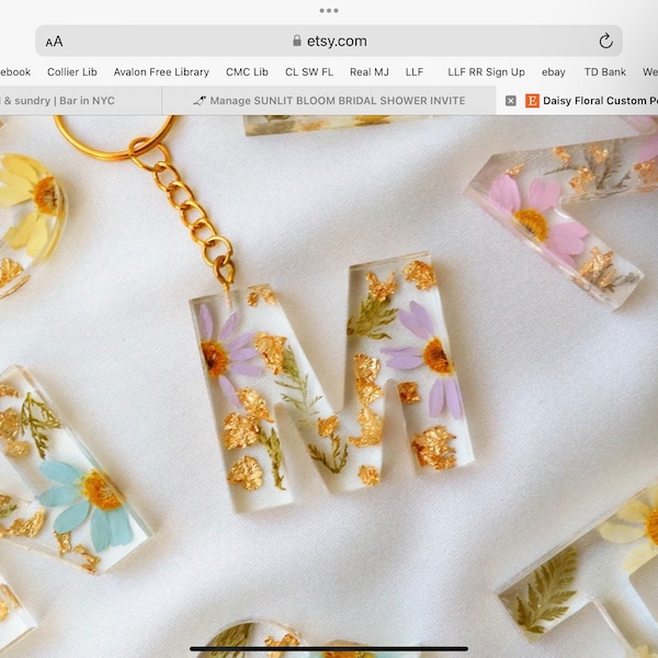 Personalized Name Bead Keychain Resin Letter Key Chain Initial Keyring ...