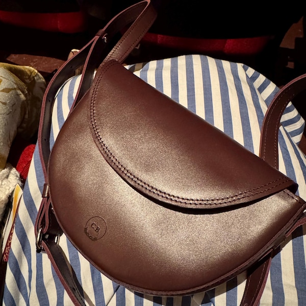 Crossbody Leather Bag, Shoulder Bag for Women, Half-round Bag, Leather ...
