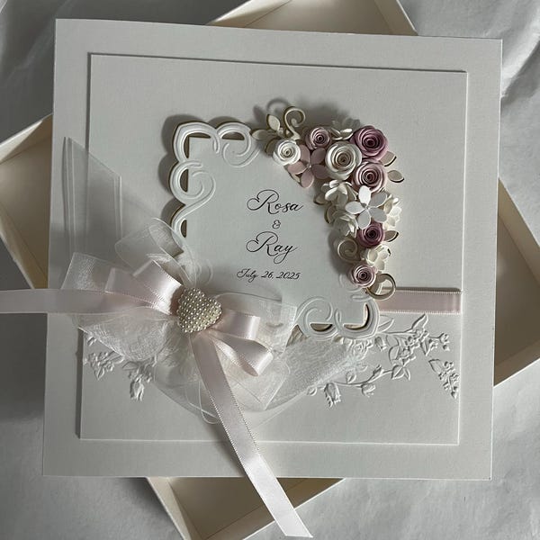 Luxury Handmade Personalized Boxed Wedding Card, Congratulations for ...