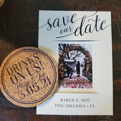 Save the Date Coasters, Free Drinks Save the Date, Unique Save the Date ...