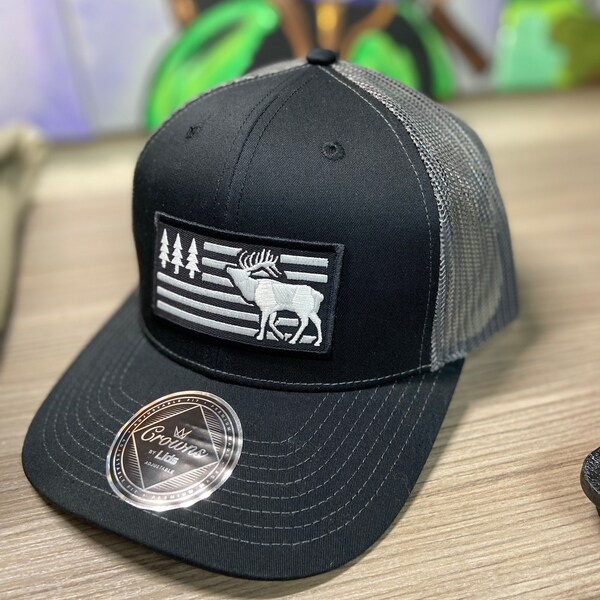 Elk Patch - American Flag - Hunting - PNW - Pacific Northwest - USA ...