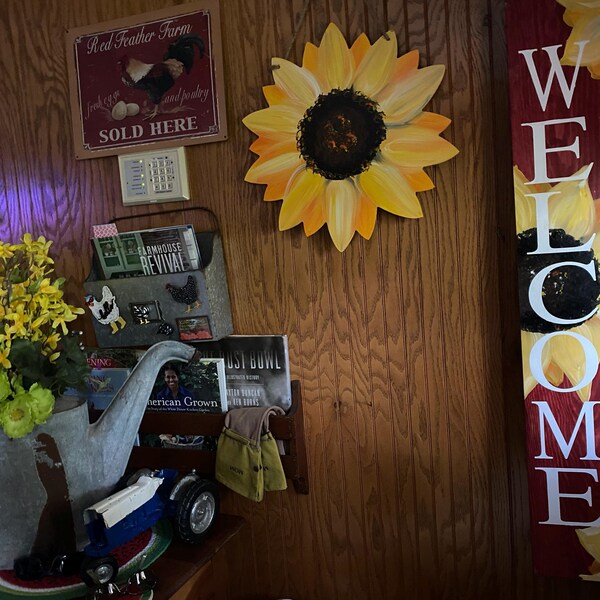 Painted Sunflower Door Hanger, Front Door Decor, Summer Flower, Front ...