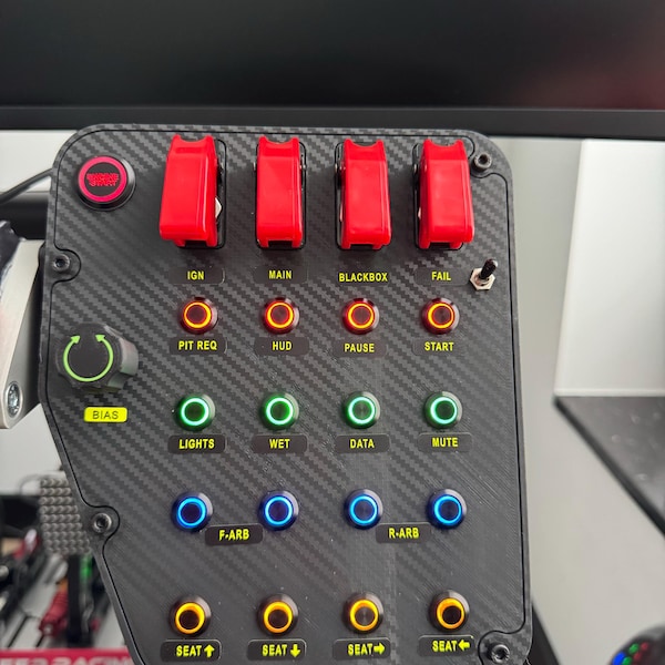 Pc Usb Button Box 3D Printed Carbon Style With Neon Lines 29 Functions ...