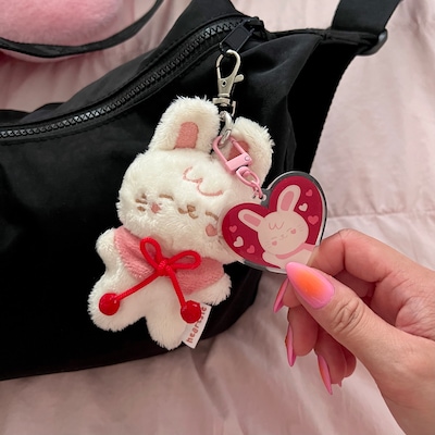 Mochi Bunny Plush Keychain Kawaii Bunny Keychain, Plush Keyring ...