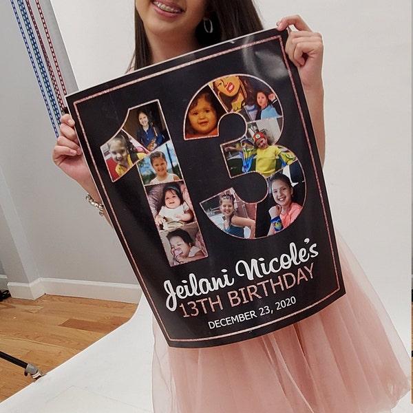 13th Birthday Girl Decorations - 13th Birthday Photo Collage - Rose ...