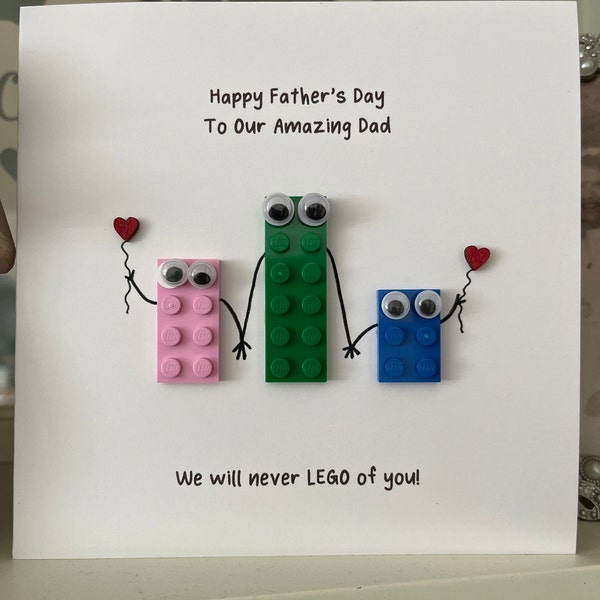 Fathers Day Card - Lego Brick Person People - Handmade Personalised ...