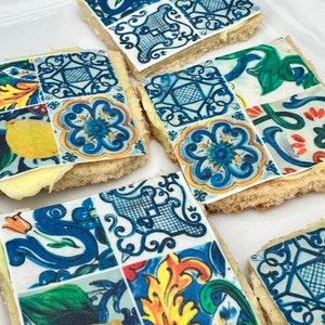 Positano Tile Cookie Edible Print DIGITAL LISTING Amalfi Pattern Tile ...
