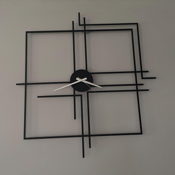 Square Lines Wall Clock, Wall Clock Unique, Metal Wall Clock, Modern ...