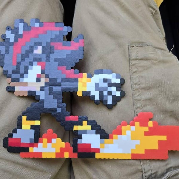 Shadow the Hedgehog Perler Bead Art - Etsy