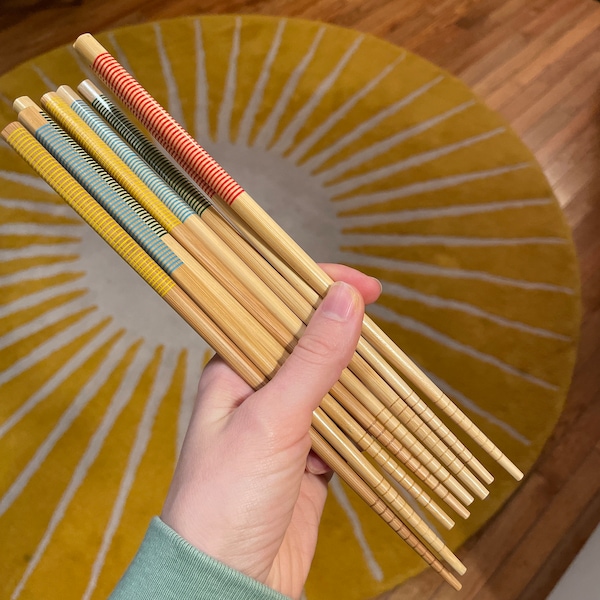 Bamboo Chopsticks Set: Multicolor, Reusable, Compostable (4 Pack) - Etsy