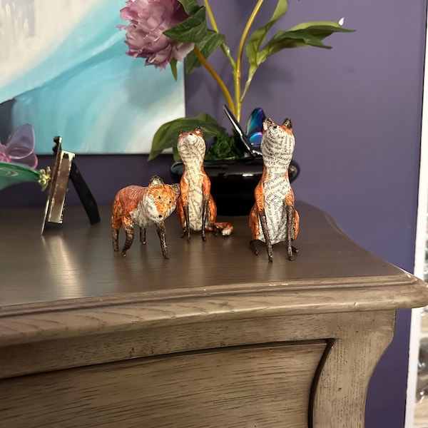 Handcrafted Paper Mache Red Fox Sculpture - Lifelike Wildlife Art for ...