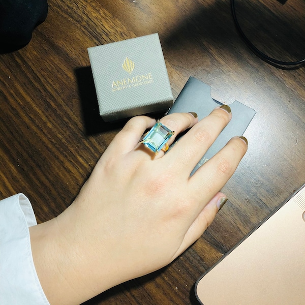 14k Rose Gold Topaz Ring · Large Rectangle Gemstone Ring · November ...