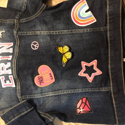 Girls Pink Letter Patch Jean Jacket Name Patch Jacket - Etsy