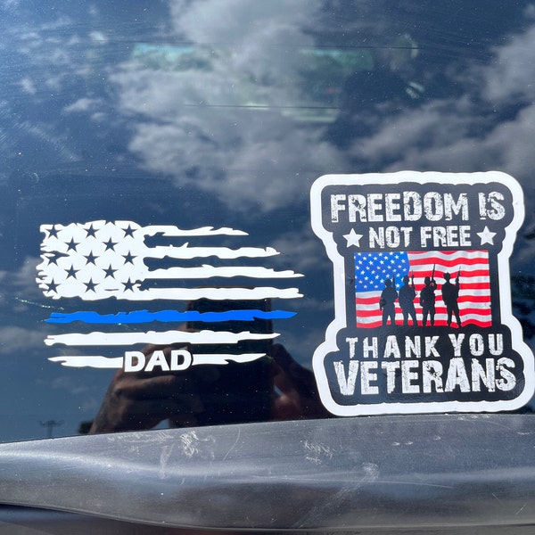 Thin Blue Line Dad Decal,thin Blue Line Flag Decal,law Enforcement ...