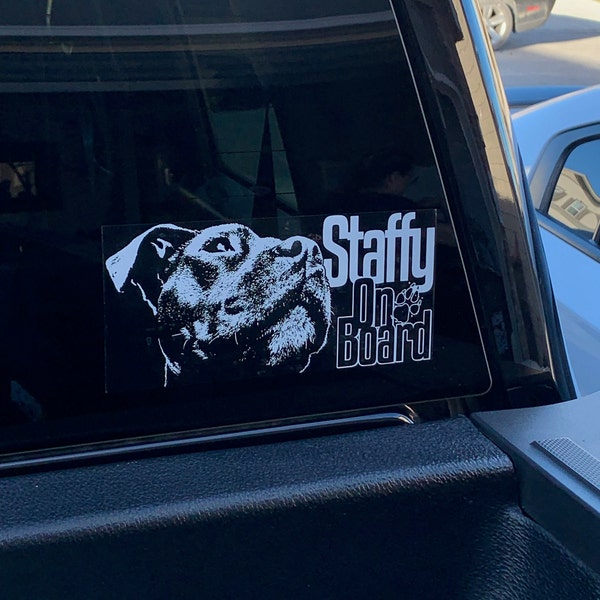 Staffordshire Bull Terrier - Car Window Sticker - Dog on Board Sign ...