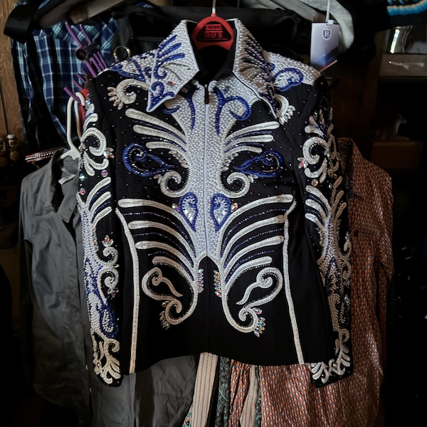 Grey & Black Western Show Jacket , Rodeo Queen Horse Riding Jacket ...